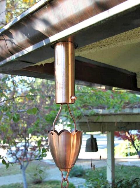 Rain Chain Copper Downspout Installation Kit, Decorative Garden Cups