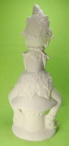 Ceramic Garden Pixies sitting on Mushroom - Paintable Statues
