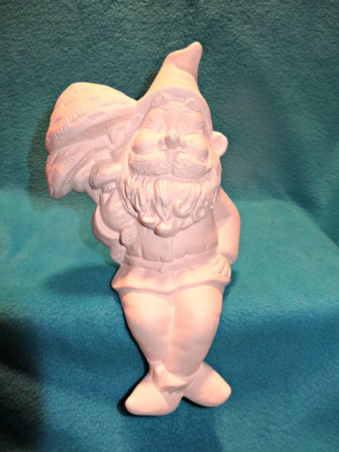Pappy Small Sitting Mushroom Gnome - Unpainted Ceramic Figurine