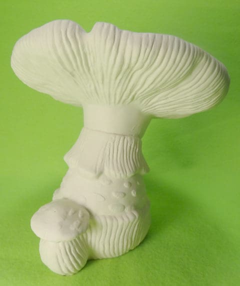 Two Unfinished Ceramic Garden Mushroom Statue to Paint